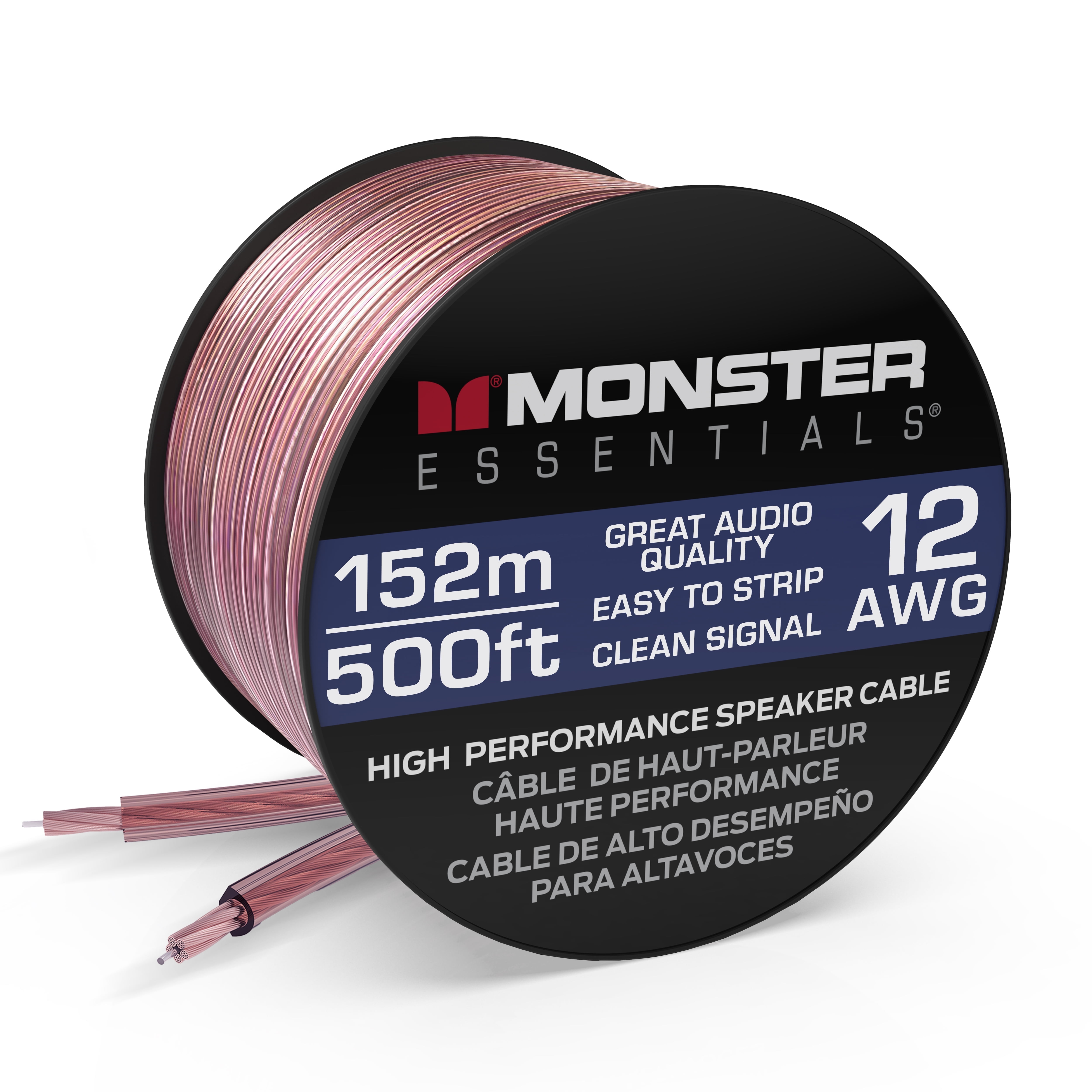 Monster High Performance 500 FT Copper Clad Aluminum Speaker Cable, New ...