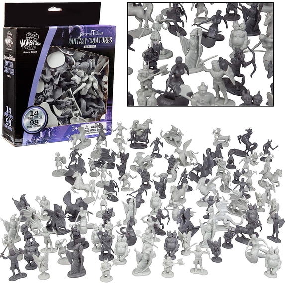 Fantasy Creature Figures -98pc,14 Unique Sculpts-Dragons,Wizards,Orcs ...