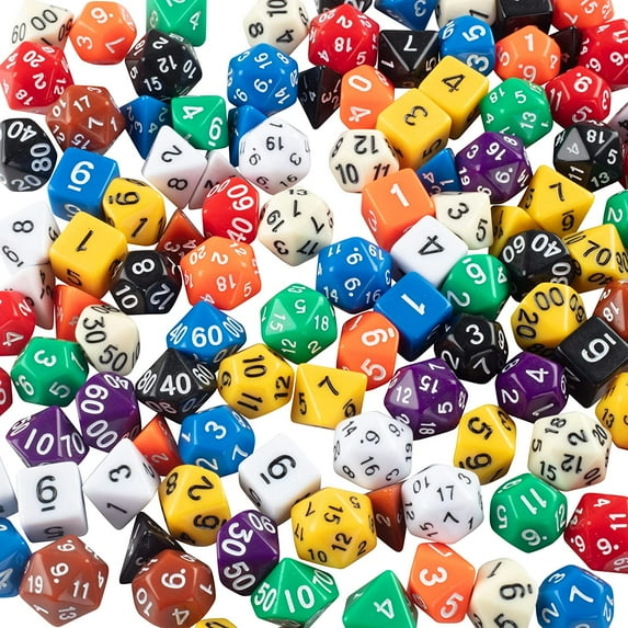 Monster Gaming 100 Dice Pack - Assorted Polyhedral Die for RPG, DND ...