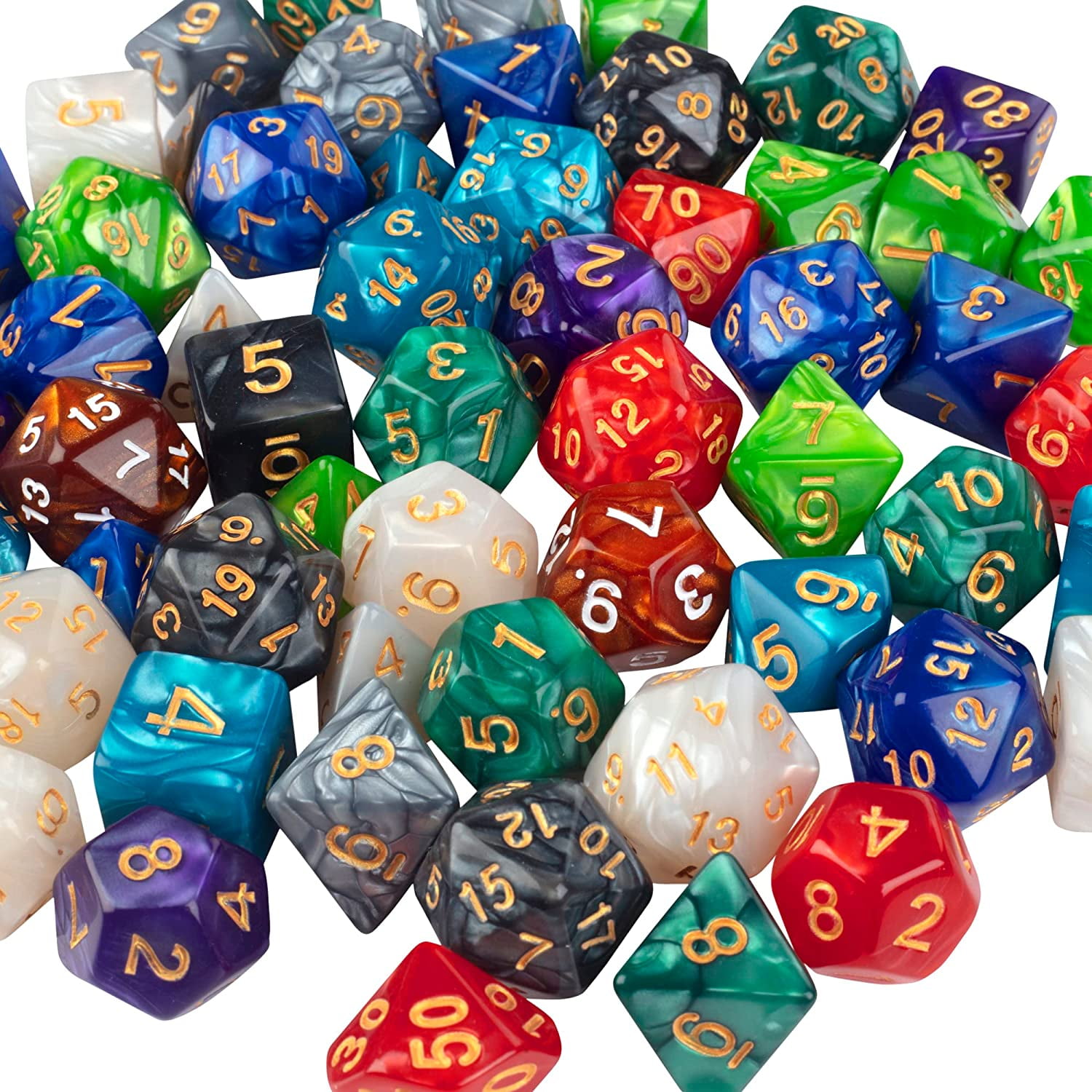 Monster Gaming 100 count Bulk Dice Value Pack-10 Different Marbled ...