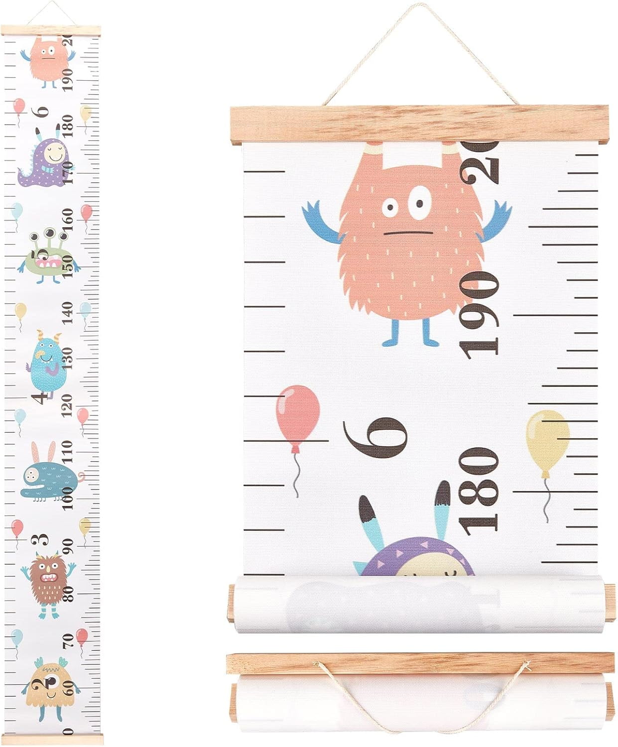 Monster Growth Chart Fabric Canvas Height Measurement Ruler Wood Frame ...