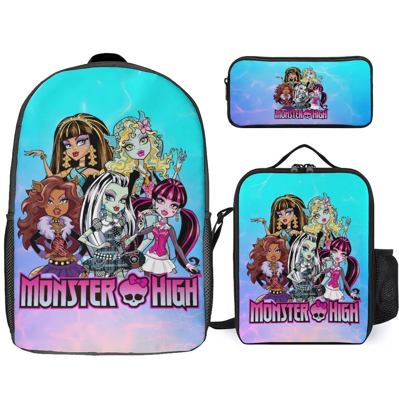 Monster High 3 Piece Backpack Set with Lunch Bag Pencil Case , High ...