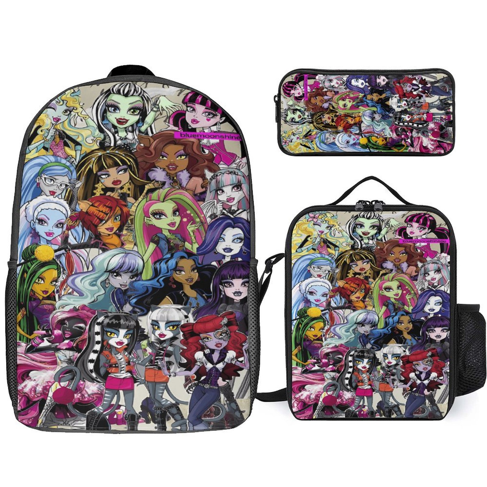 Monster High 3 Piece Backpack Set with Lunch Bag Pencil Case , High ...