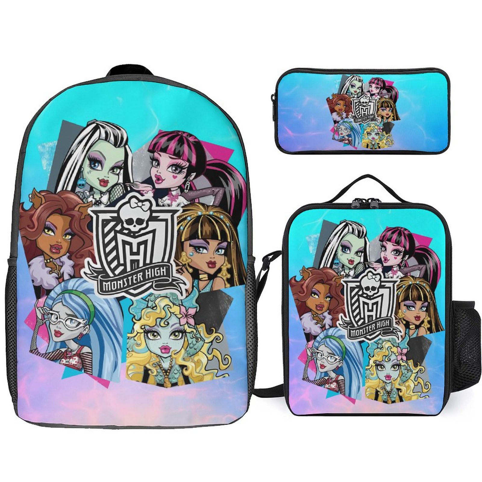 Monster High 3 Piece Backpack Set with Lunch Bag Pencil Case , High ...