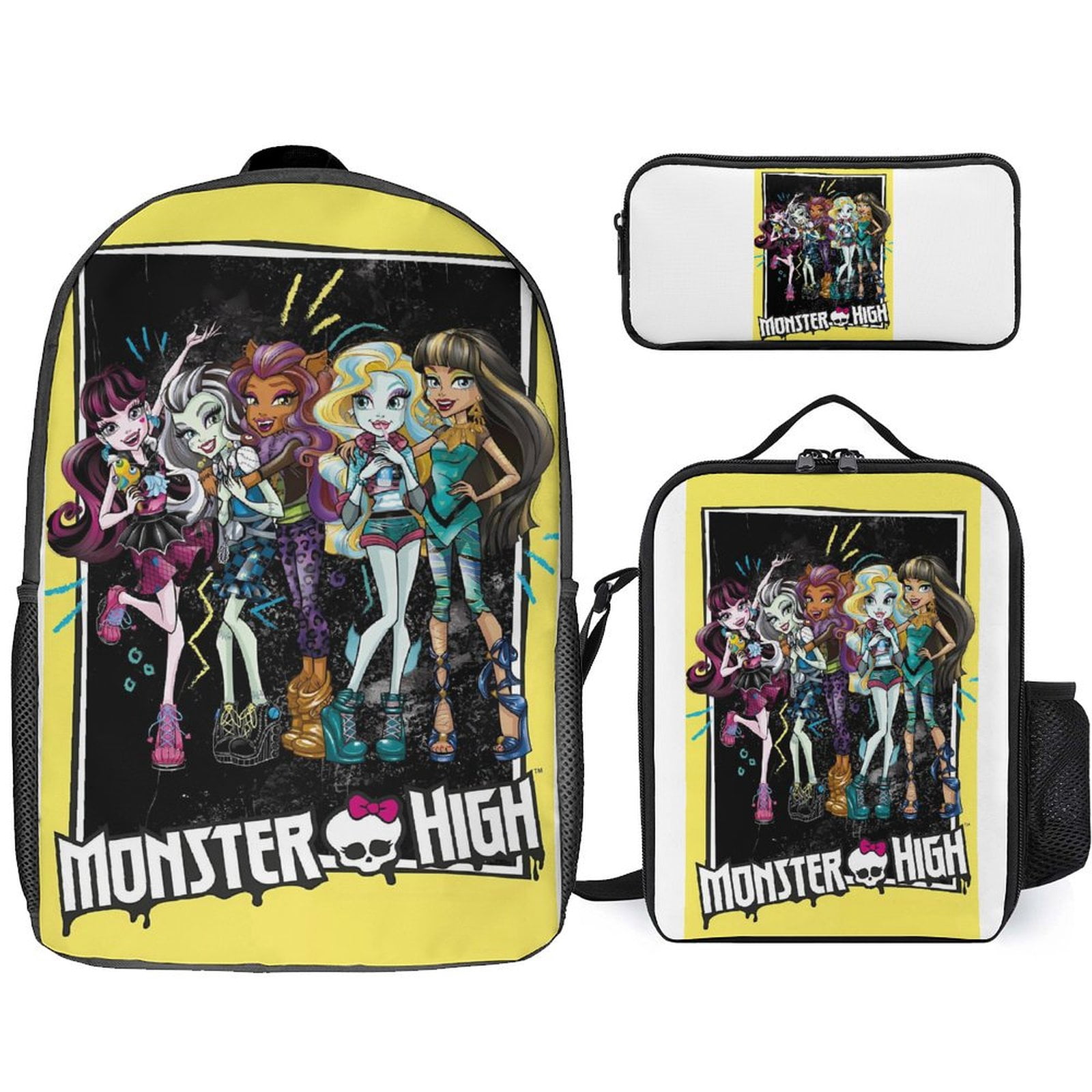 Monster High 3 Piece Backpack Set with Lunch Bag Pencil Case , High ...