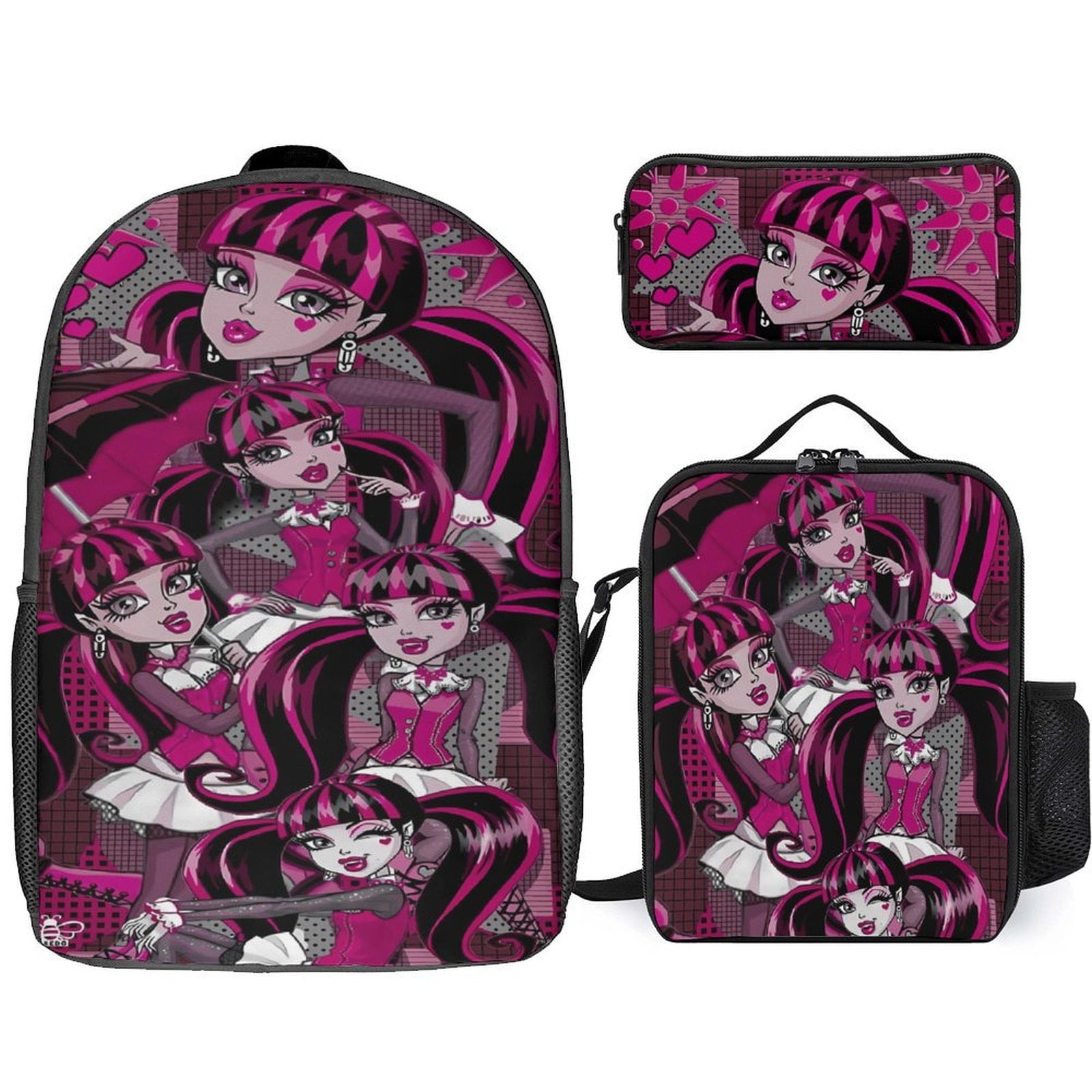 Monster High 3 Piece Backpack Set with Lunch Bag Pencil Case , High ...