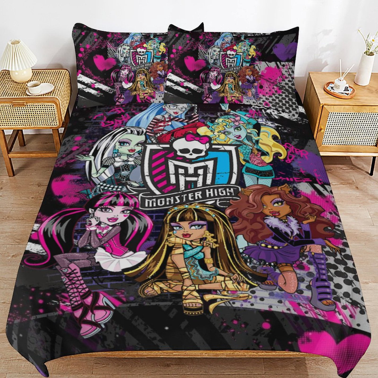 Monster High 3-piece Bedding Set Twin Size,Kids Bedding Include Bed ...