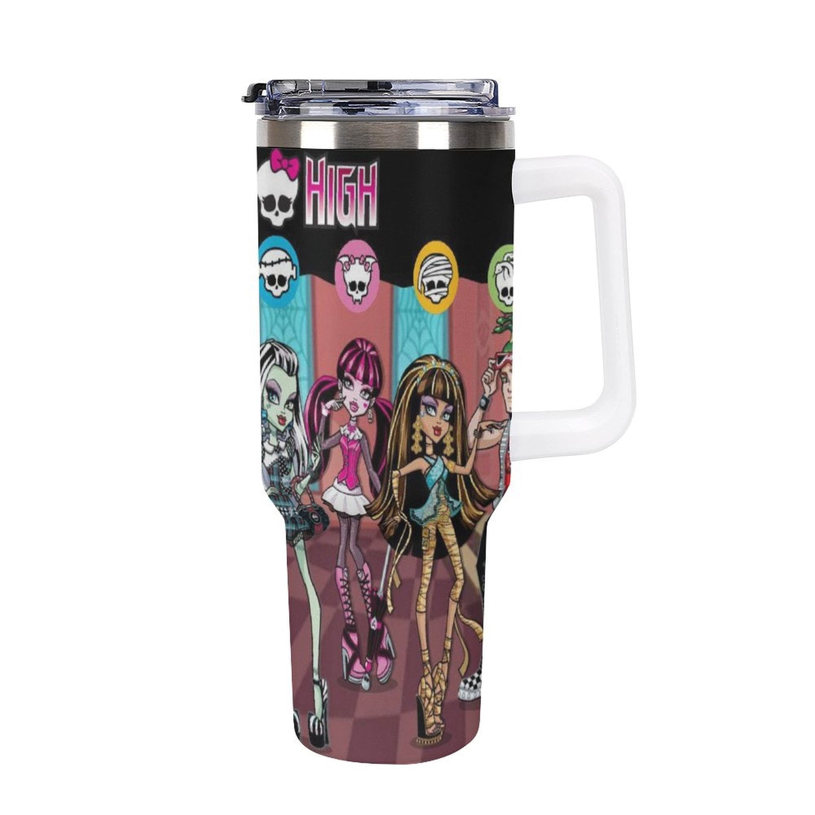 Monster High 40 Oz Tumbler with Handle And Straw, Stainless Steel ...