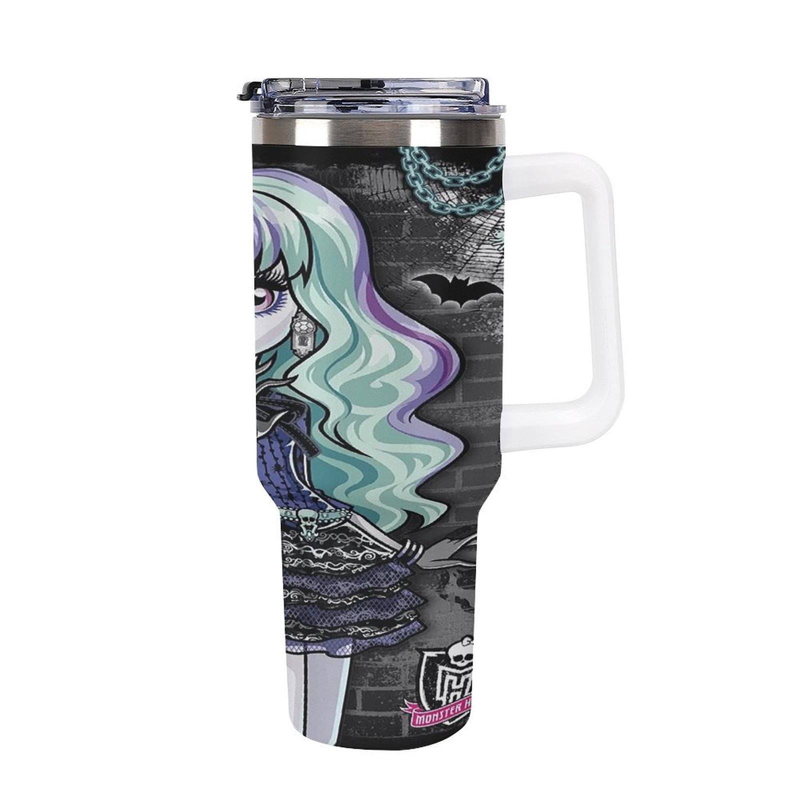 Monster High 40 Oz Tumbler with Handle And Straw, Stainless Steel ...