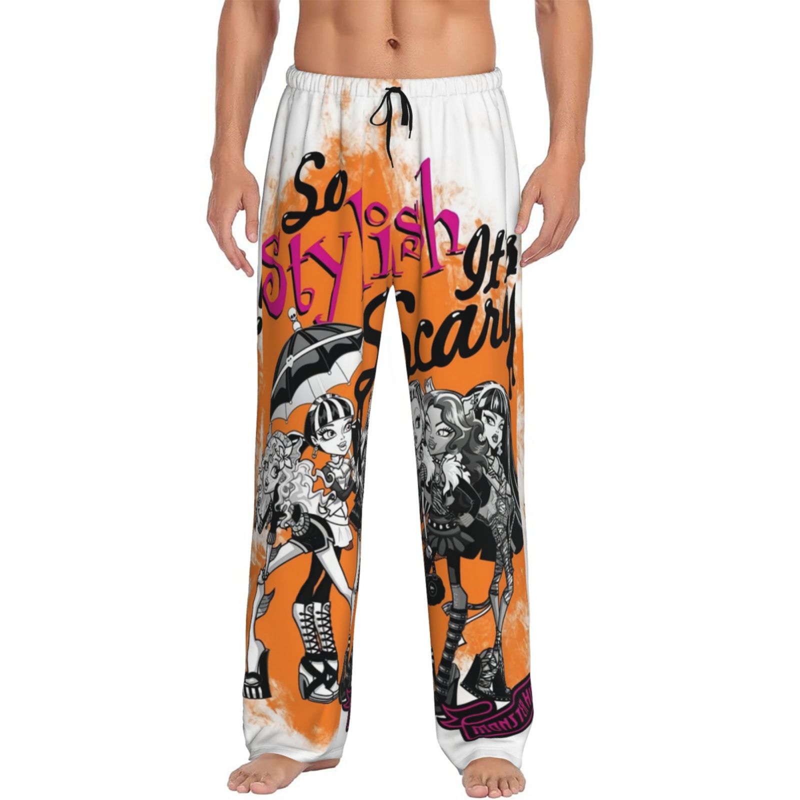 Monster High Anime Cartoon All-Over Print Men'S Black Pajama Pants ...
