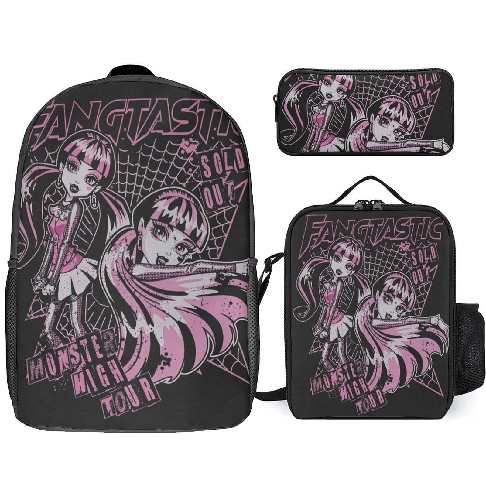 Monster High Anime Print School Bag 3 Pcs Set, Backpack, Lunch Bag ...