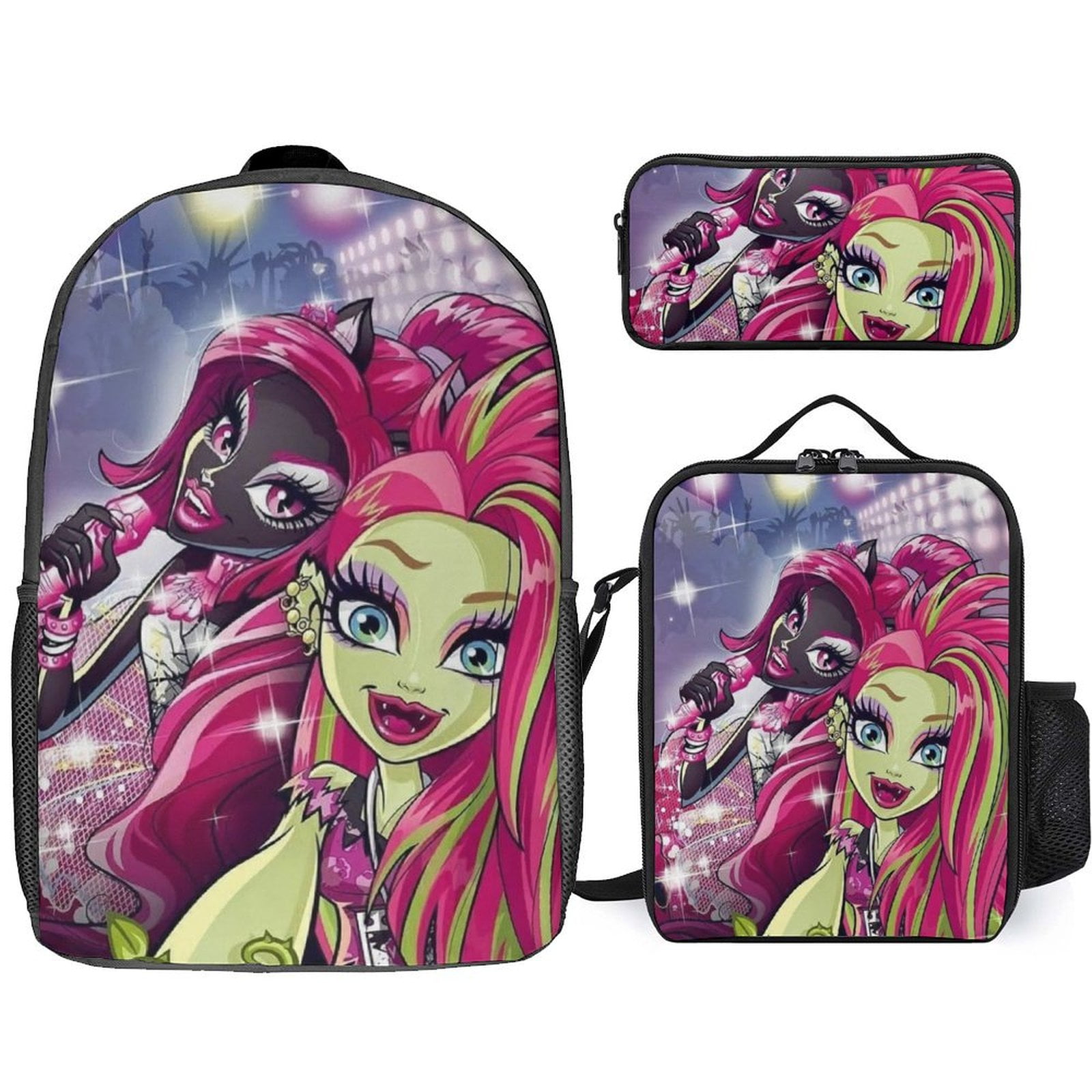 Monster High Anime Print School Bag 3 Pcs Set, Backpack, Lunch Bag ...