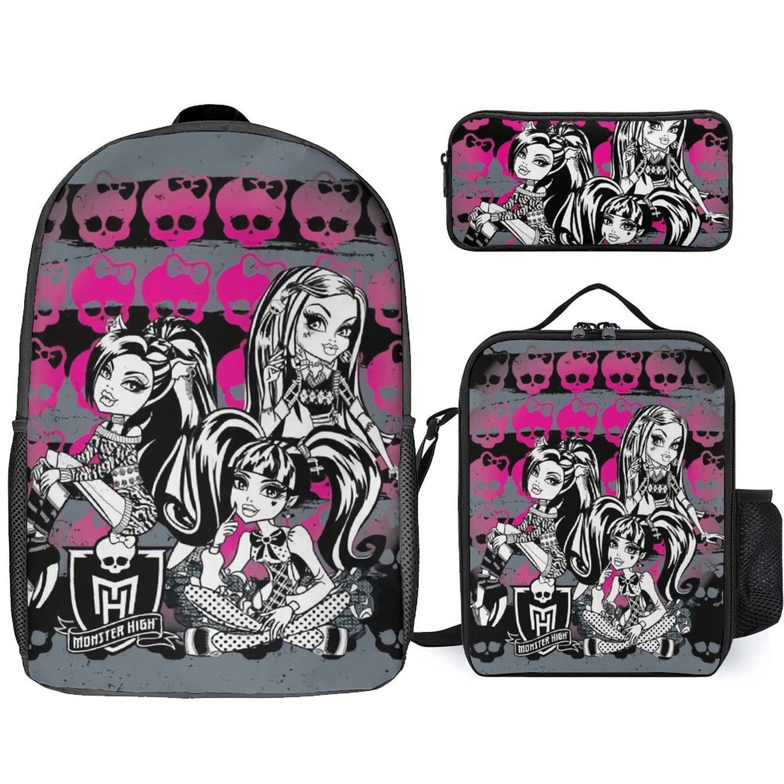 Monster High Anime Print School Bag 3 Pcs Set, Backpack, Lunch Bag ...