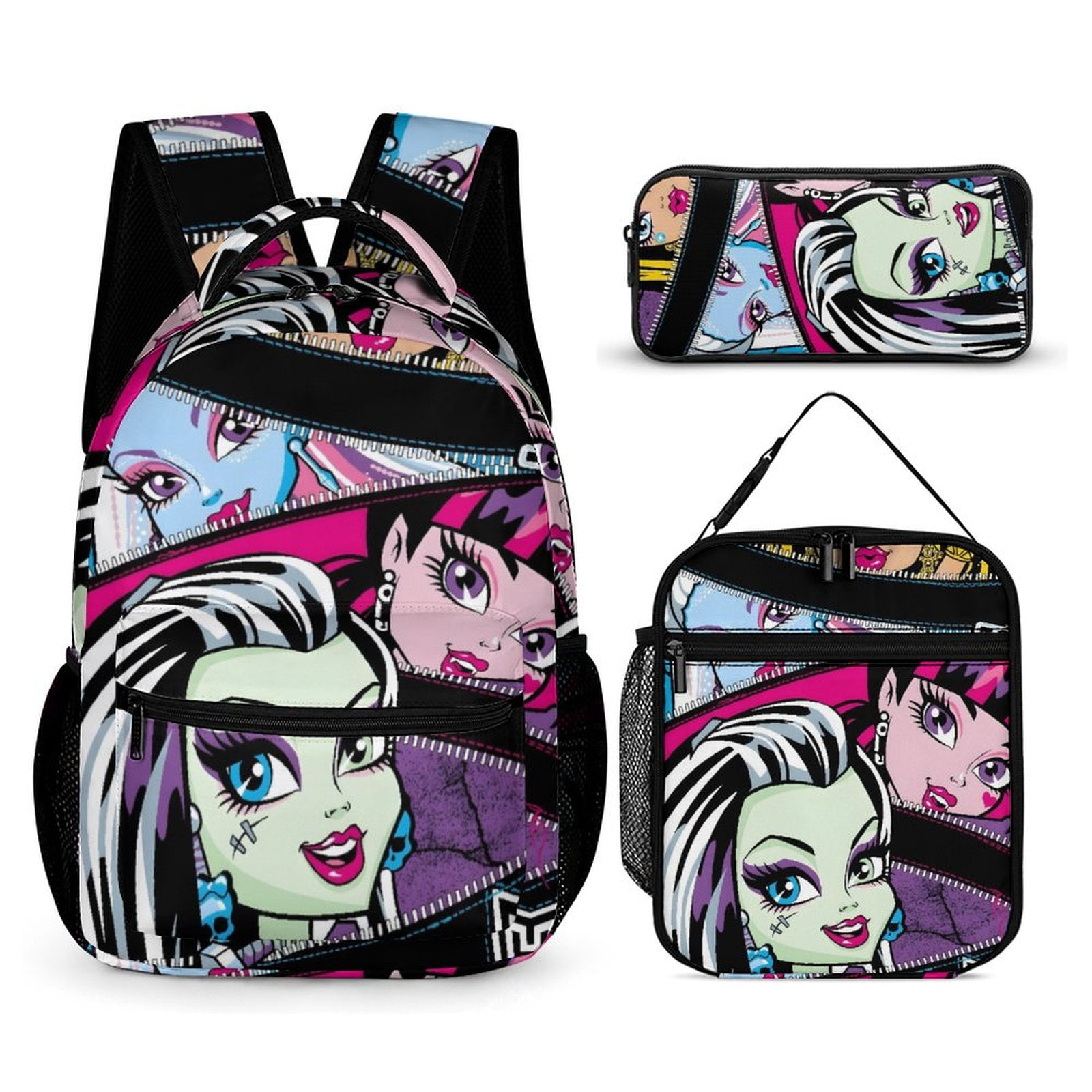 Monster High Back-Pack with Lunch Box And Pencil Case 3 Pcs Large ...