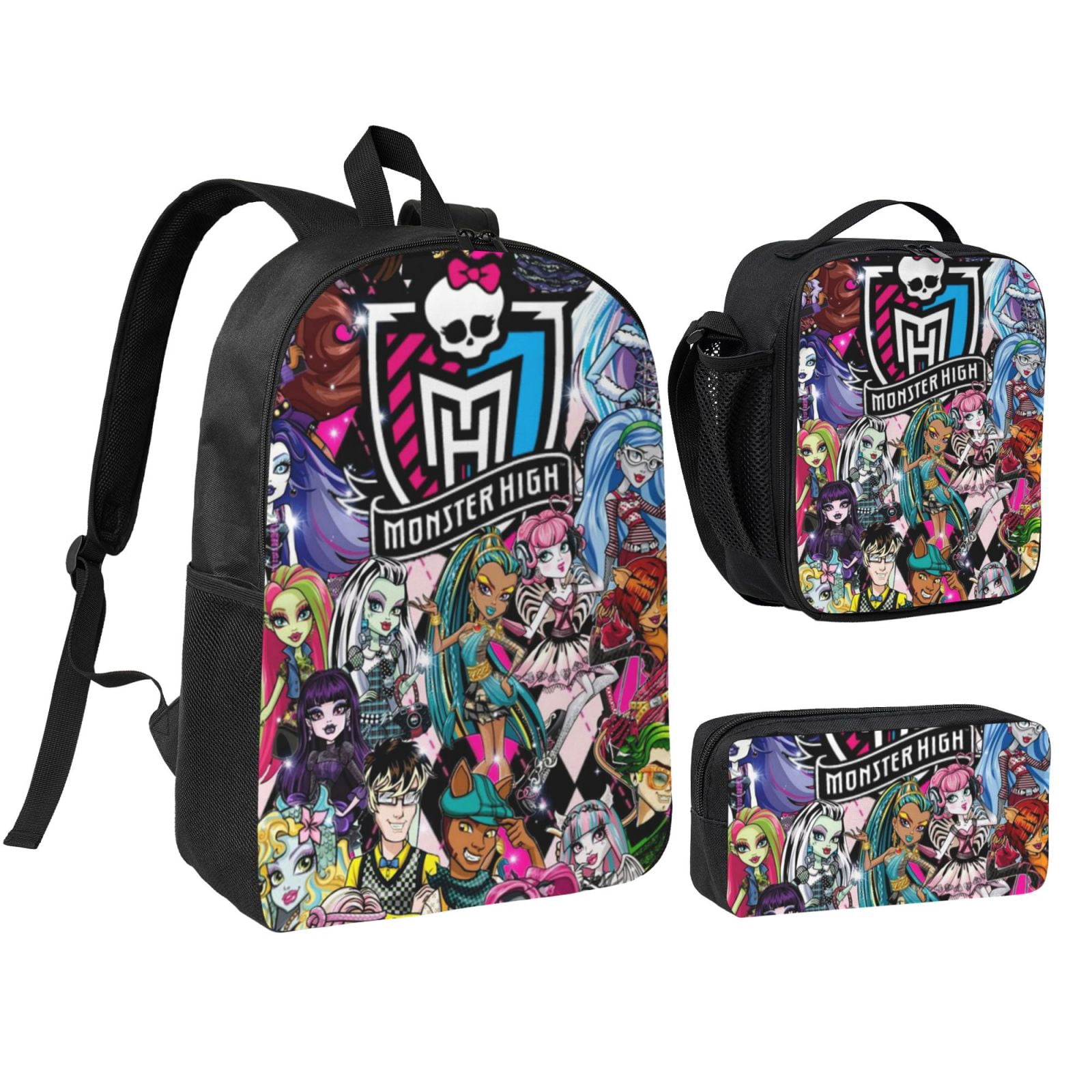 Monster High Backpack 3-Piece Set Lunch Bag Pencil Case Daypack ...