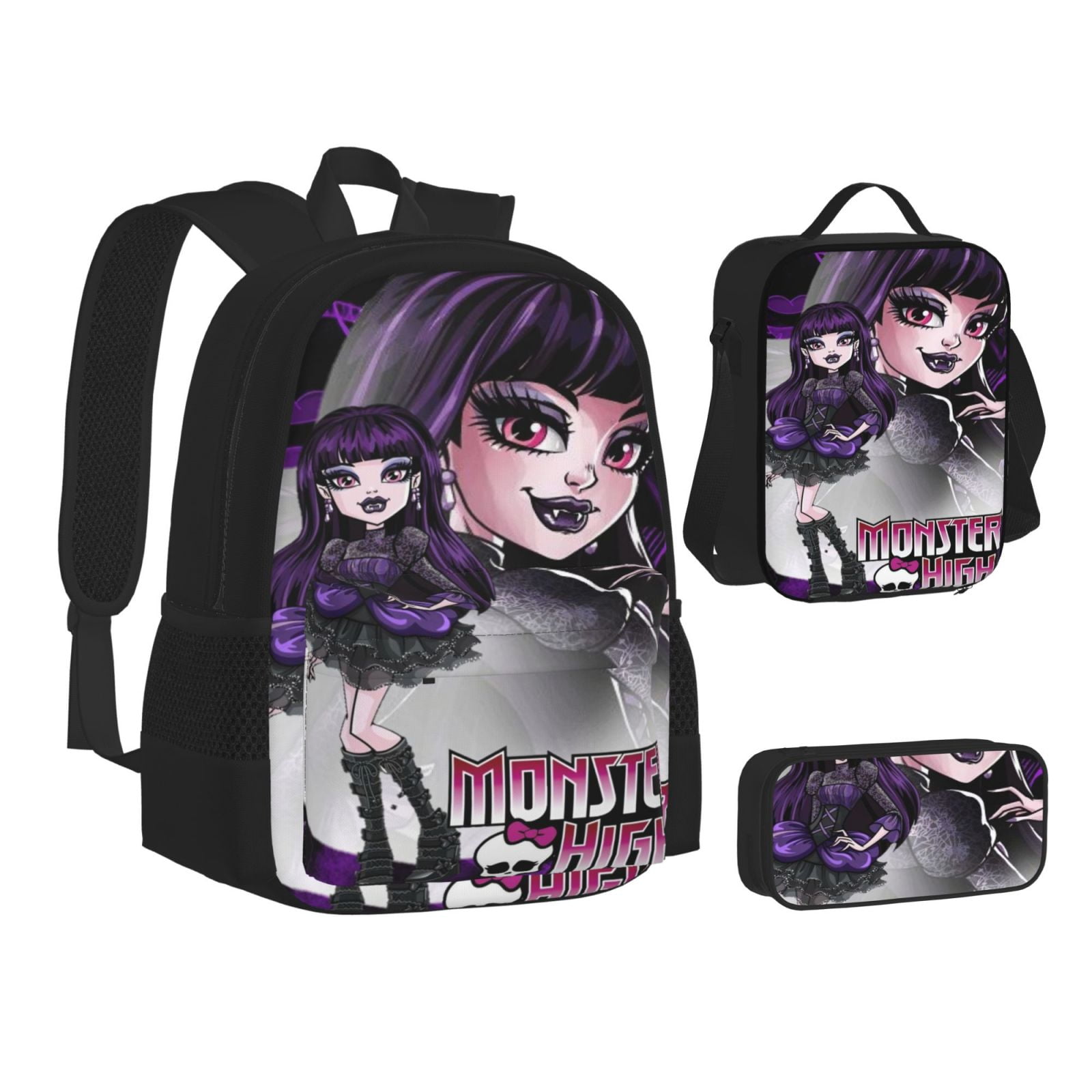 Monster High Backpack Set Versatile 3-in-1 with Crossbody Lunch Bag and ...