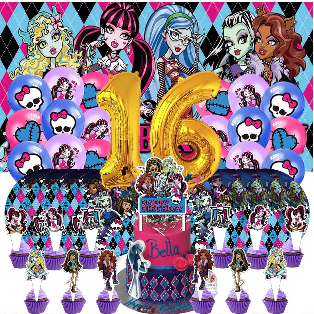 Monster High Balloons Party Supplies 16th Decor Tableware Birthday Cake ...