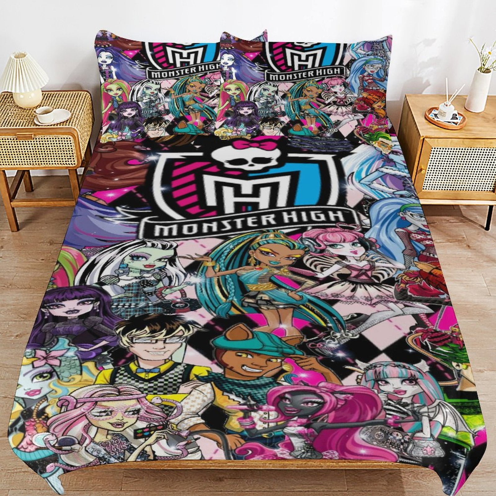 Monster High Bedding Sets Ultra Soft Skin-Friendly Duvet Cover 3 Piece ...