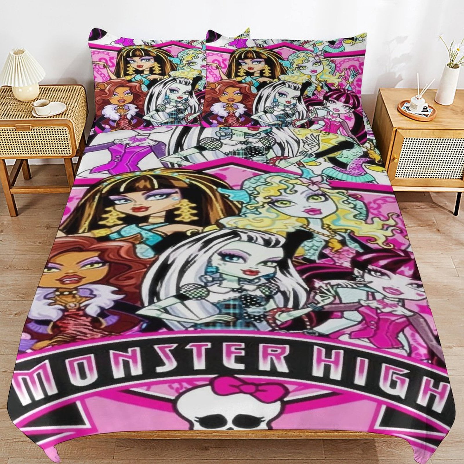 Monster High Bedding Sets Ultra Soft Skin-Friendly Duvet Cover 3 Piece ...