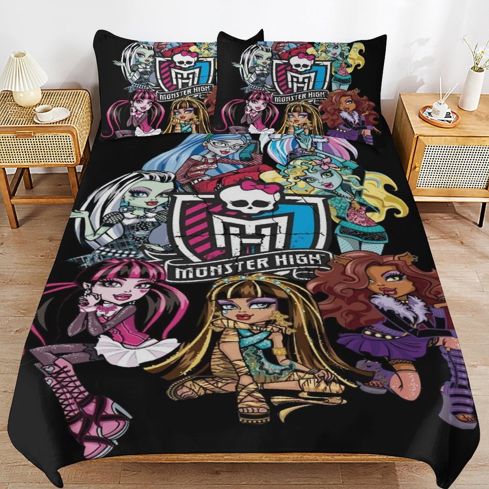 Monster High Bedding Sets Ultra Soft Skin-Friendly Duvet Cover 3 Piece ...