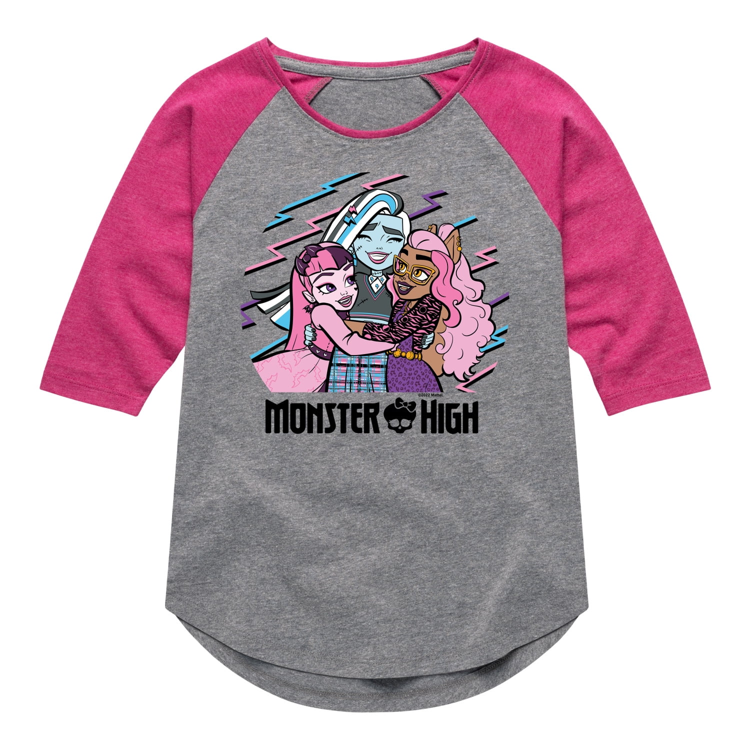 Monster High - Bestie Big Hug - Toddler & Youth Girls Raglan Graphic T ...