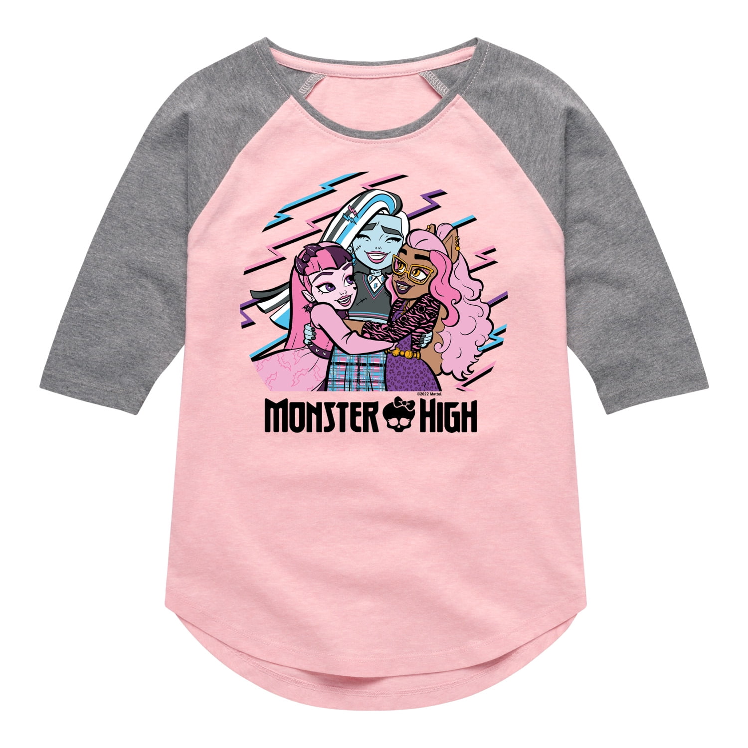 Monster High - Bestie Big Hug - Toddler & Youth Girls Raglan Graphic T ...