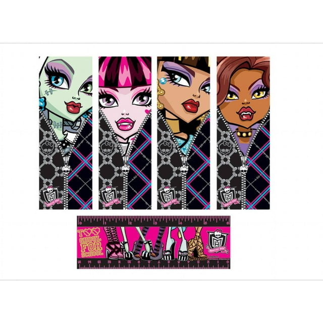 Monster High Bookmark Birthday Party Favors 12 Pack Mattel Ruler ...