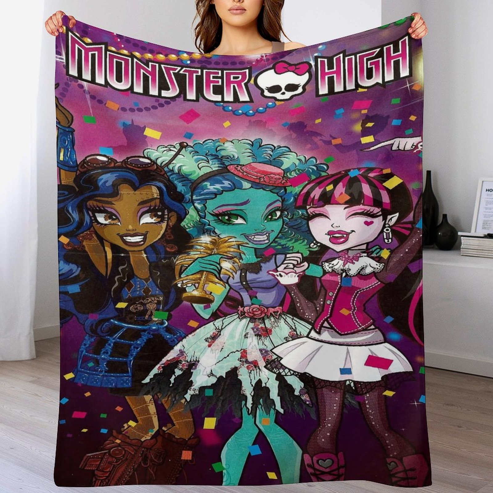 Monster High Cartoon Blanket, Soft Cozy Fluffy Plush Throw Blanket for ...