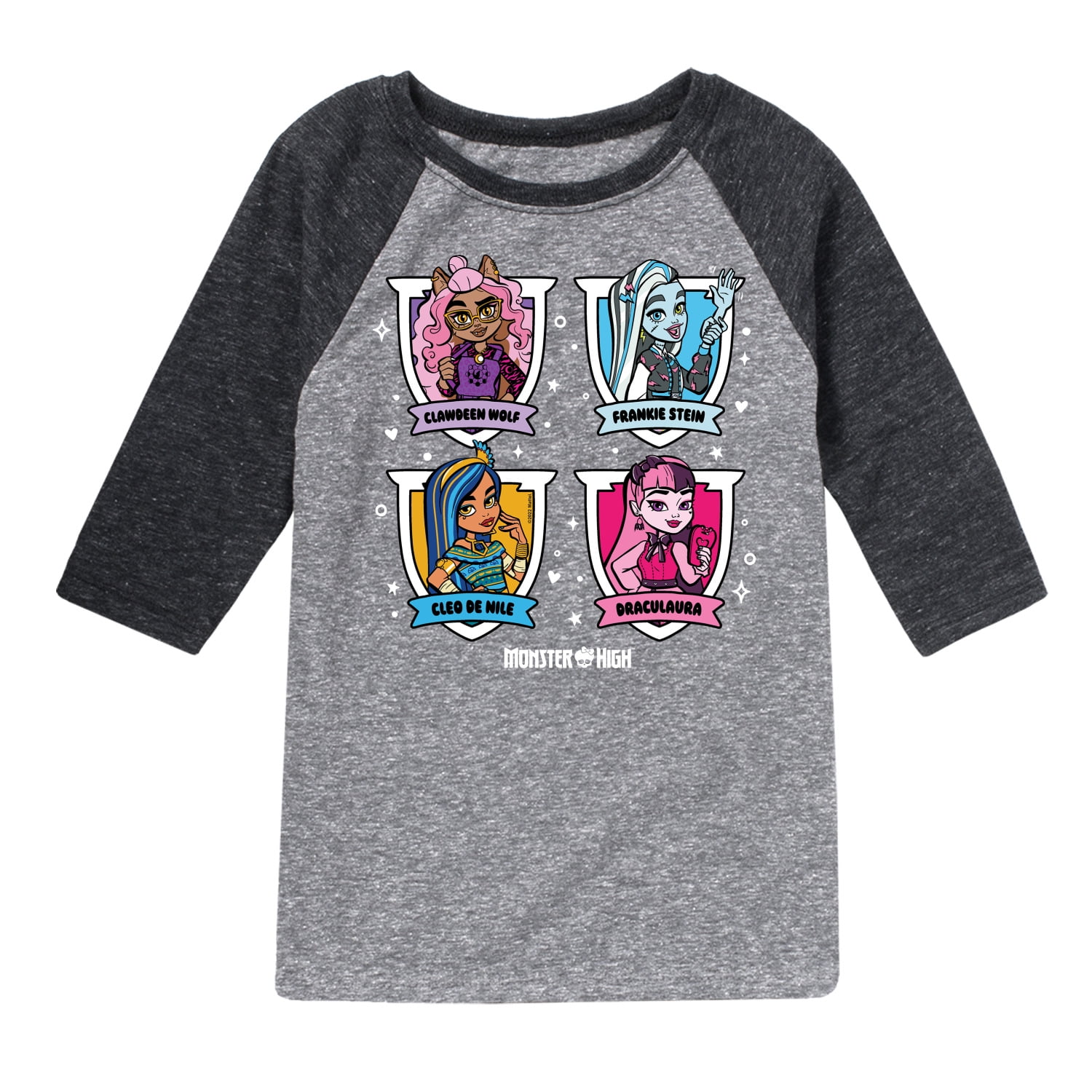 Monster High - Character Grid - Toddler And Youth Raglan Graphic T ...
