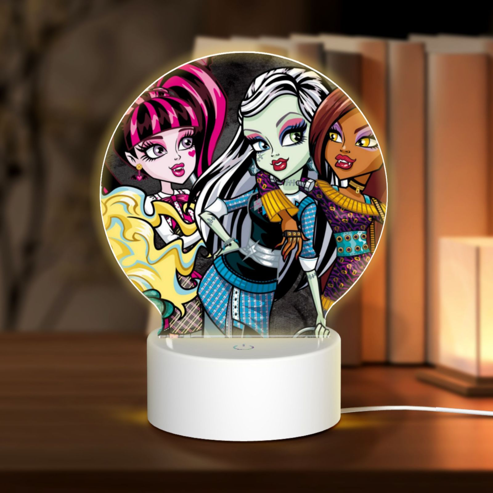 Monster High Characters Round Acrylic Night Light Adjustable 3 Light ...