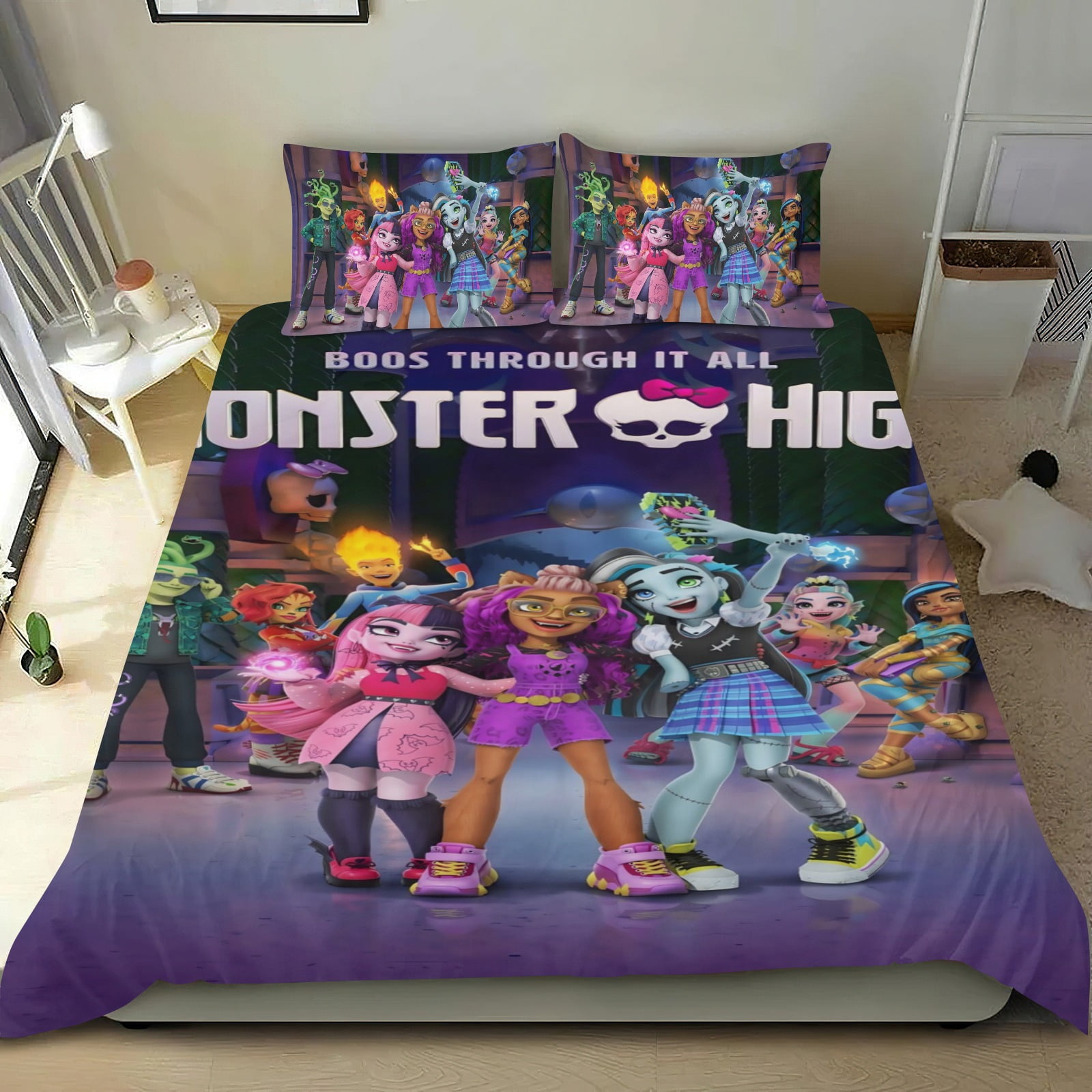 Monster High Comforter Set for Kids Teens Girls Boys,3Pcs Bedding Set ...