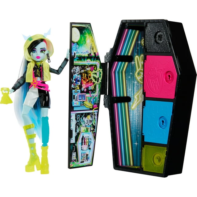 Monster High Neon Frights Frankie Stein Doll with Vampire Dress-Up ...