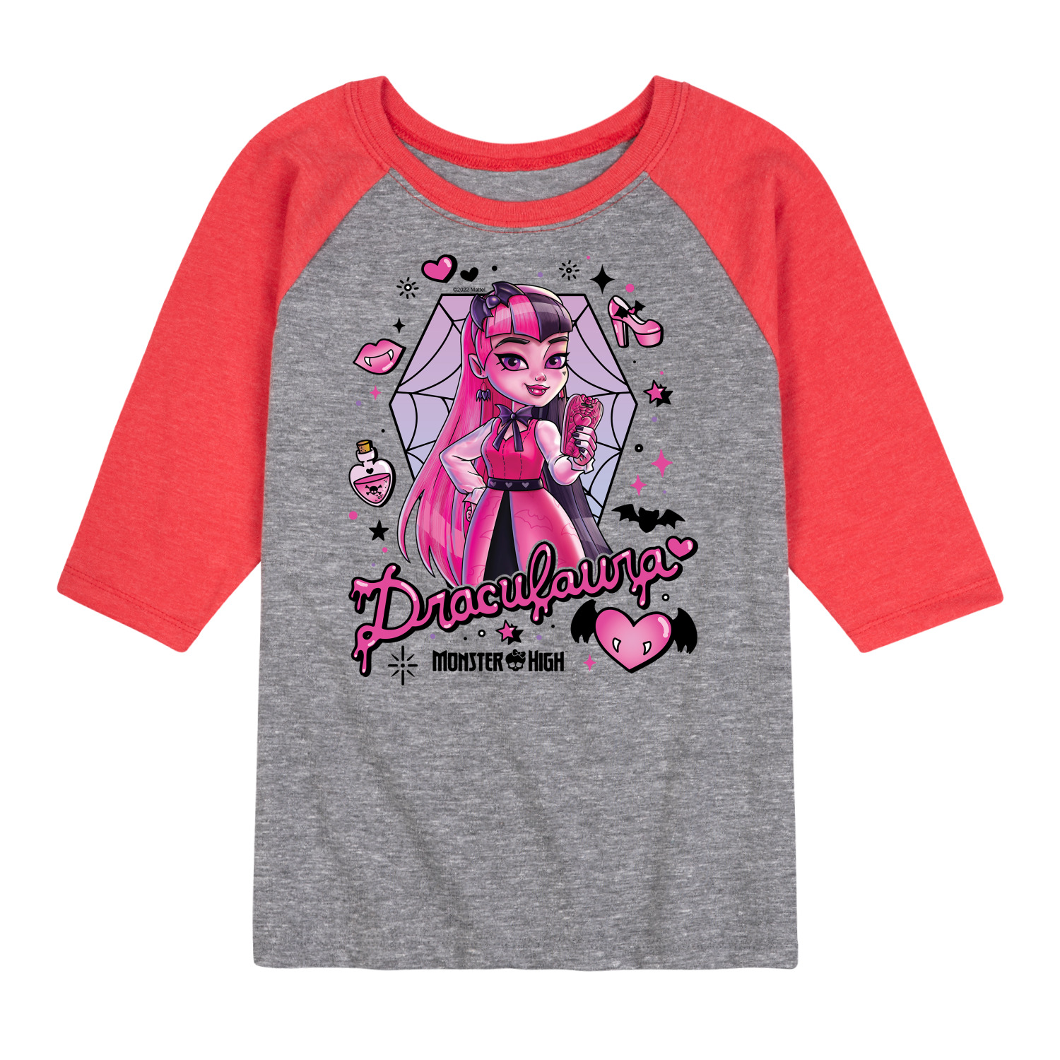 Monster High - Draculara - Toddler And Youth Raglan Graphic T-Shirt ...