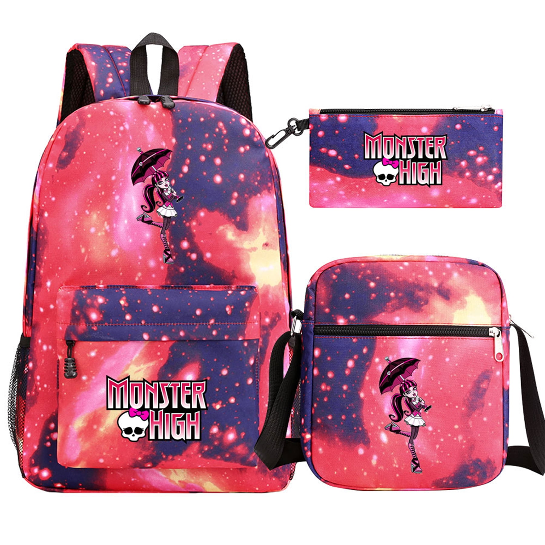 Monster High Graphic Bookbag 3pcs Set-Student Canavs Backpack ...