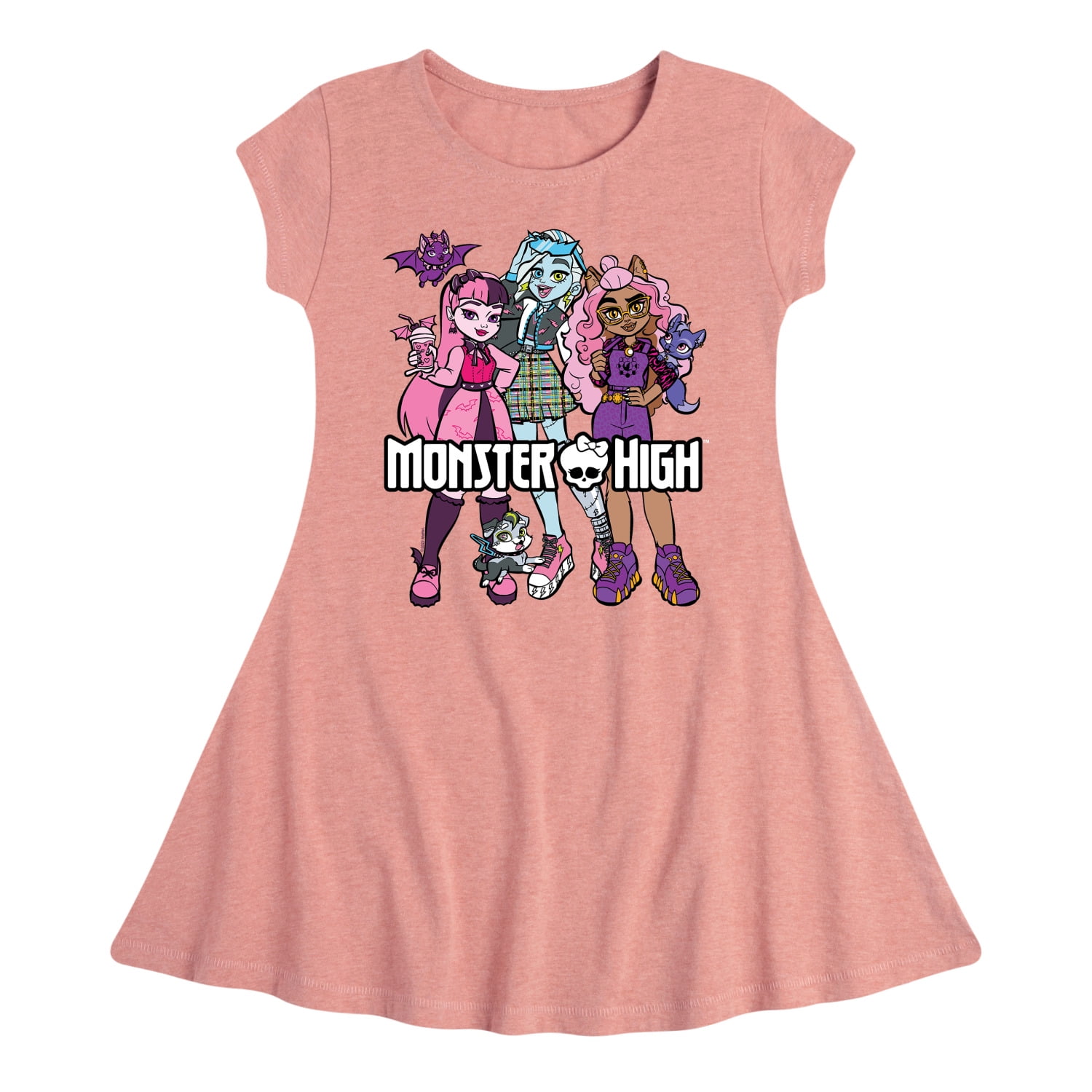 Monster High - Group With Pets - Toddler And Youth Girls Fit And Flare ...