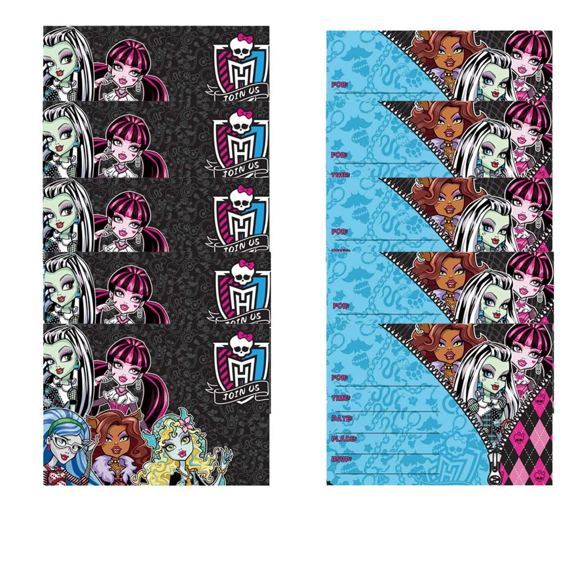 Monster High Invite Invitations Cards Stock Bulk Birthday Fill-in Party ...