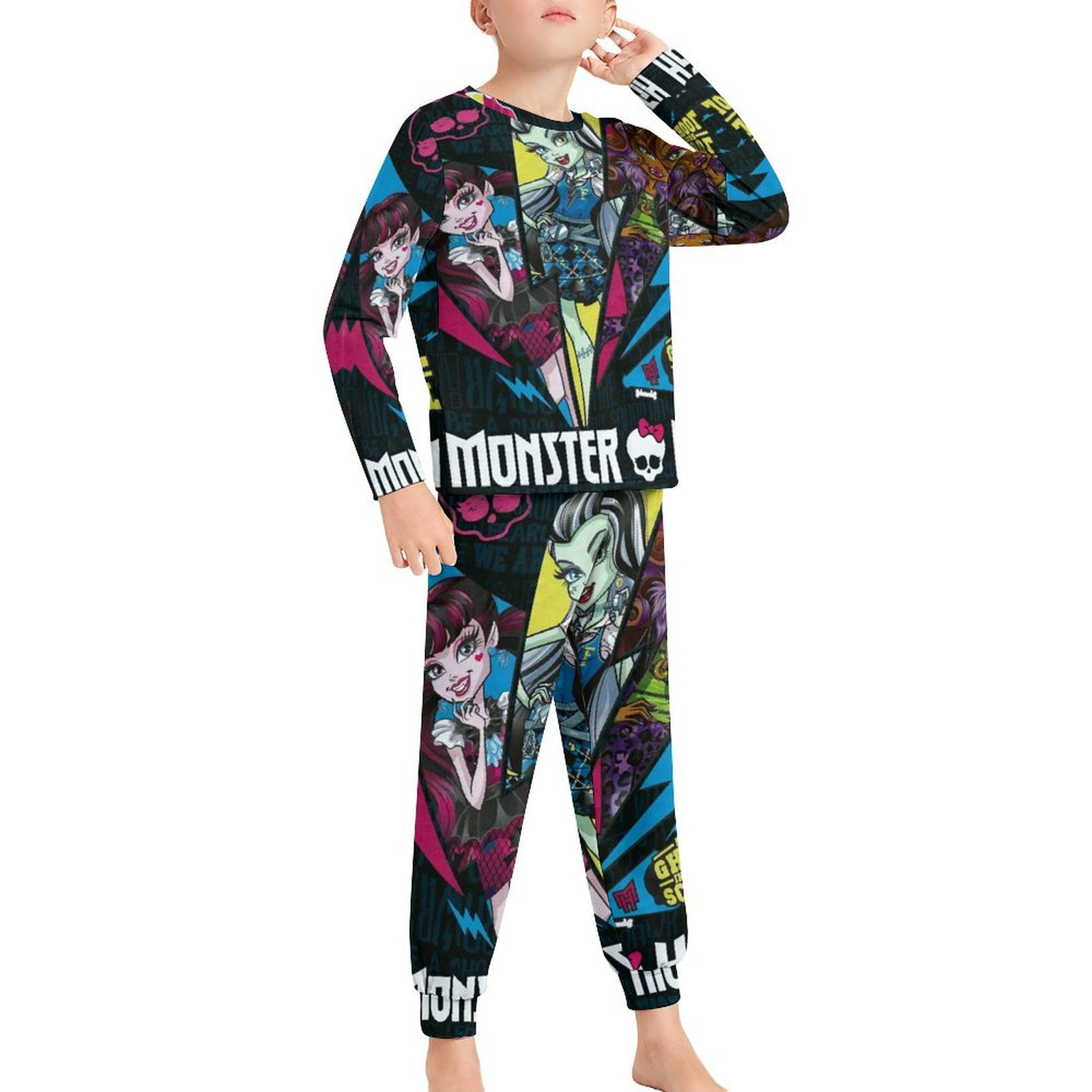 Monster High Ki-ds Pajamas 2 Piece Pjs Set Little Big Bo-ys Gi-rls ...