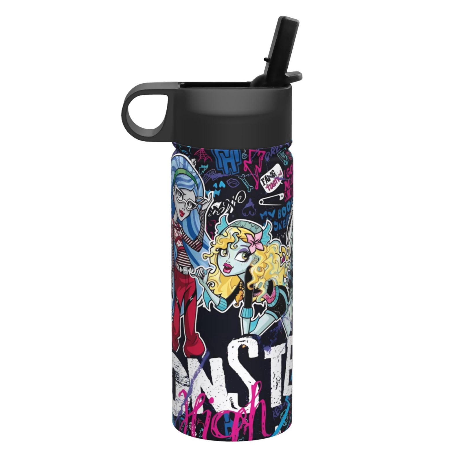 Monster High Kids Insulated Water Bottle With Straw - 18 Oz Stainless ...