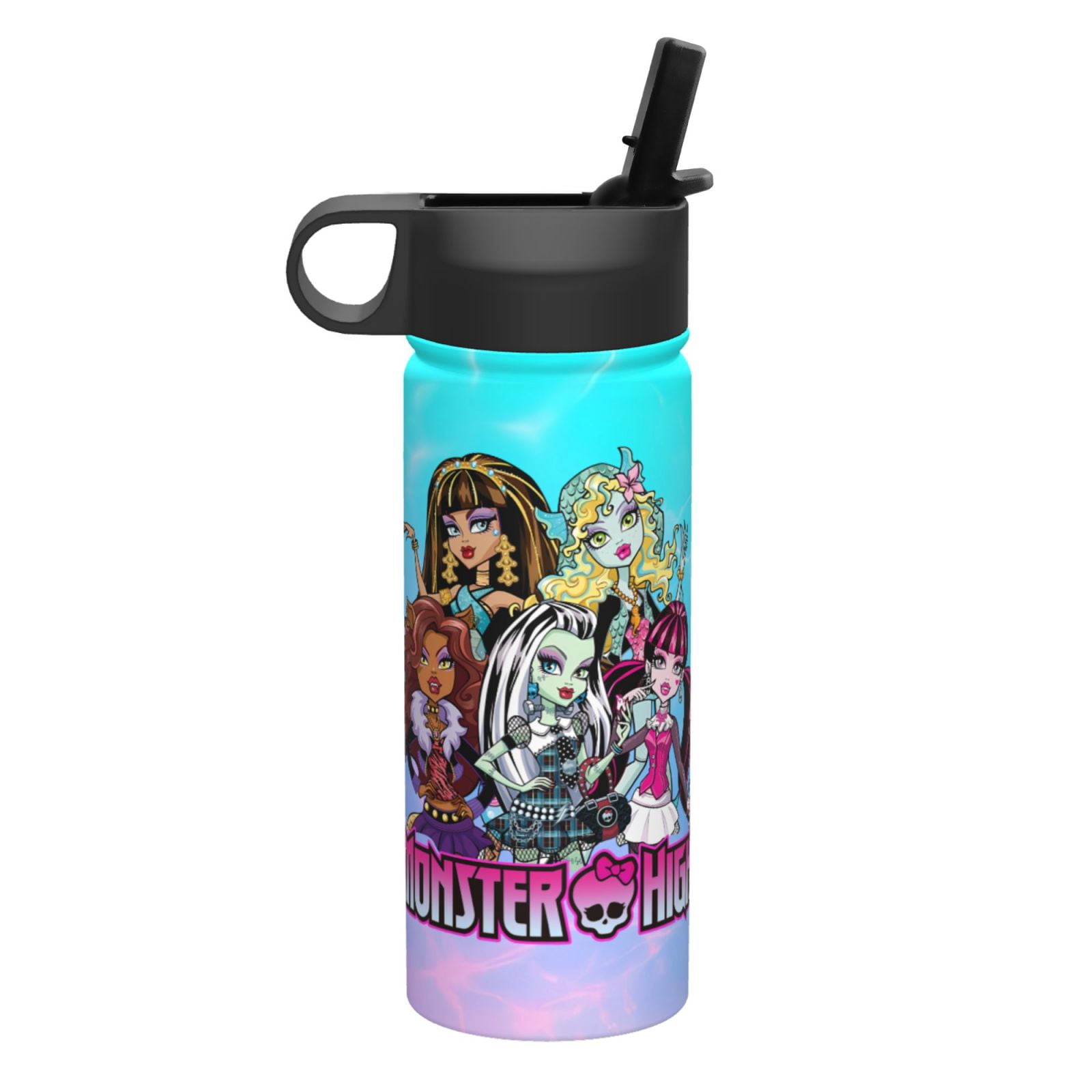 Monster High Kids Insulated Water Bottle With Straw - 18 Oz Stainless ...