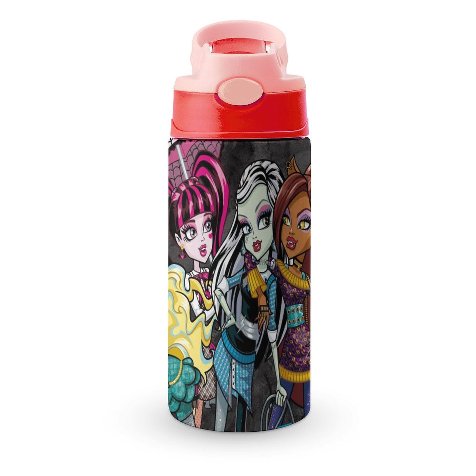 Monster High Kids Straw Water Bottle, Stainless Steel Vacuum Insulated ...