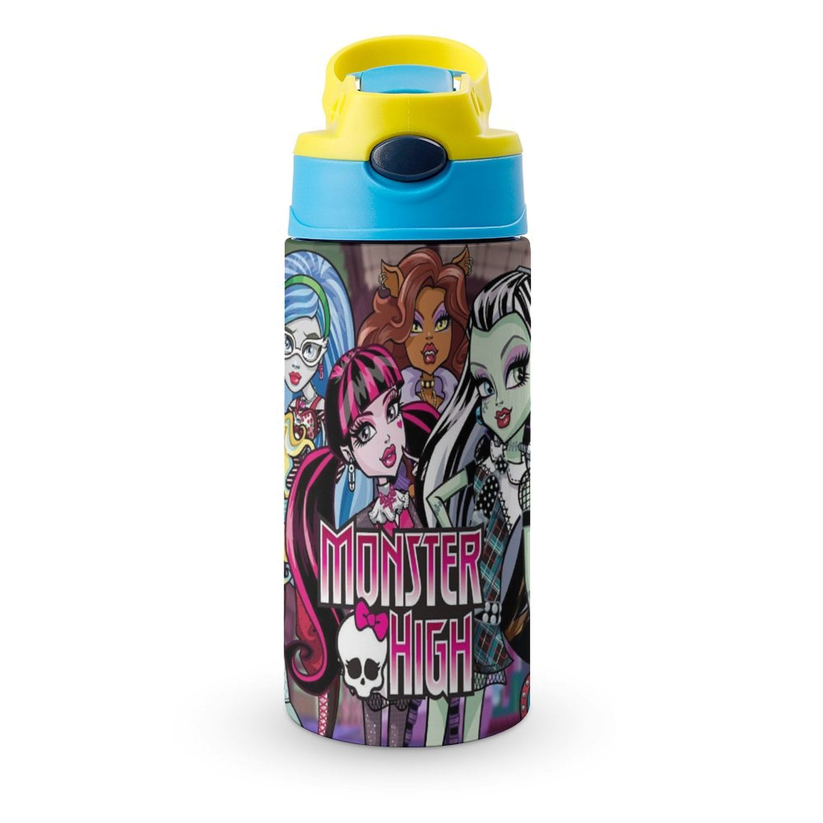 Monster High Kids Straw Water Bottle, Stainless Steel Vacuum Insulated ...
