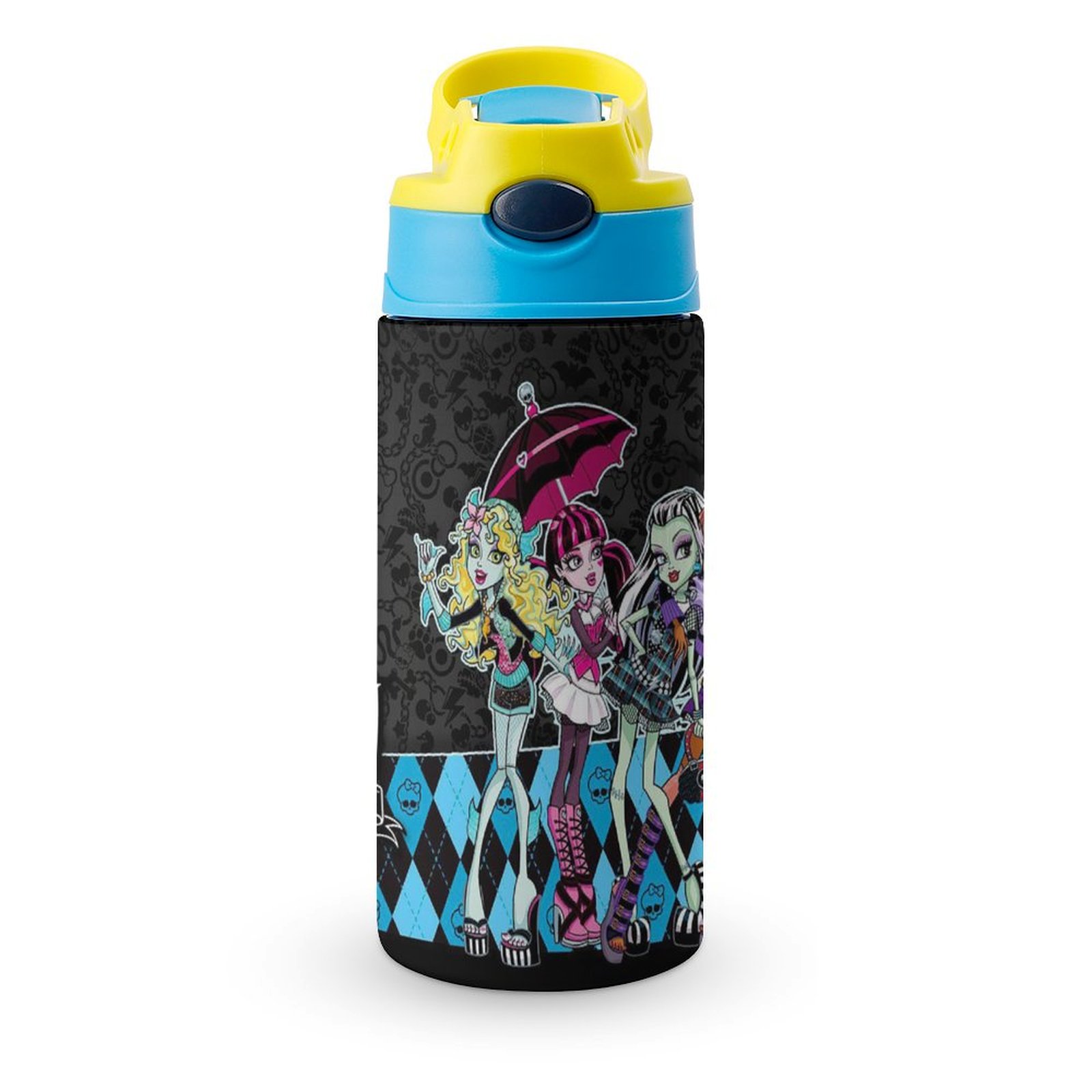 Monster High Kids Straw Water Bottle, Stainless Steel Vacuum Insulated ...