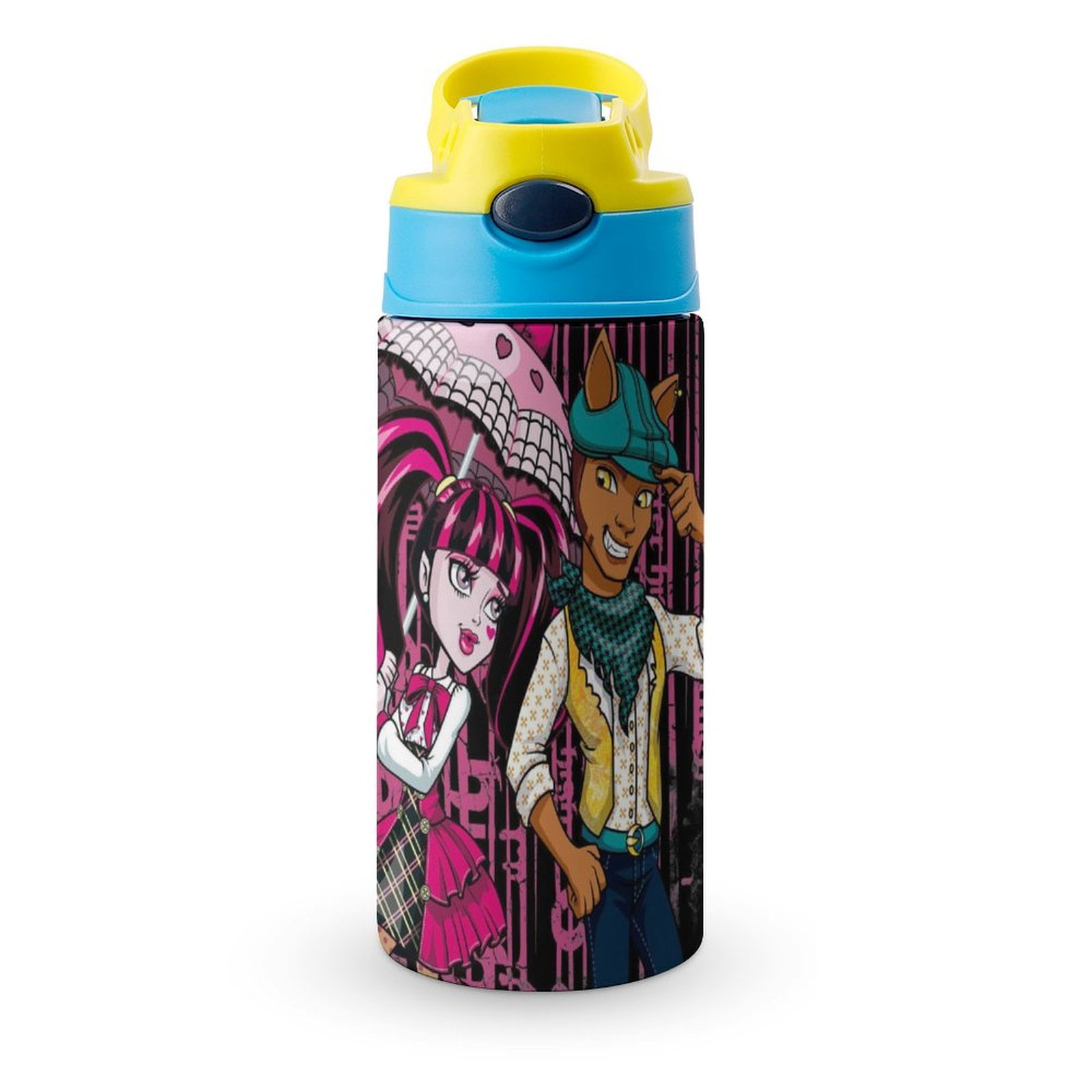 Monster High Kids Straw Water Bottle, Stainless Steel Vacuum Insulated ...