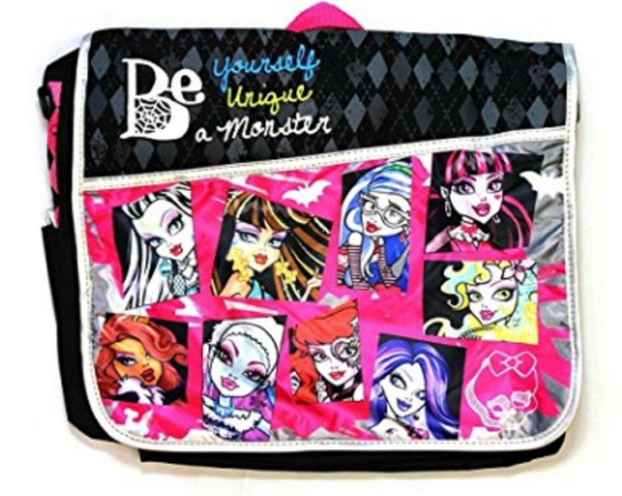 Monster High Large Messenger Cloth Sling Book Bag Pack - Faces ...