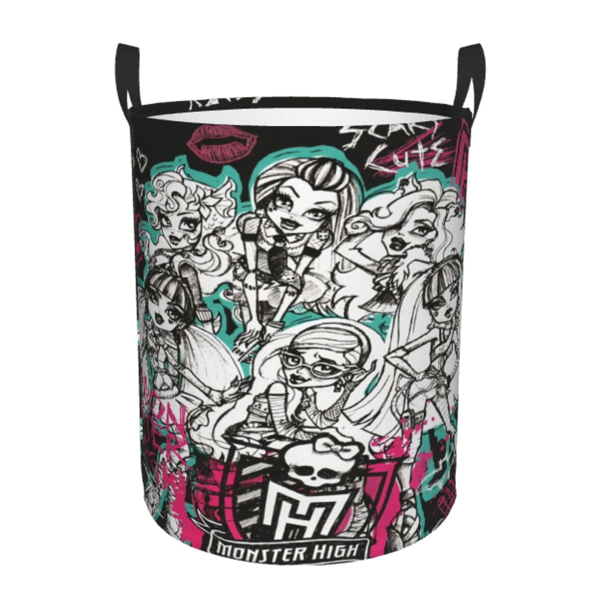 Monster High Laundry Hamper With Handle Funny Waterproof Foldable ...