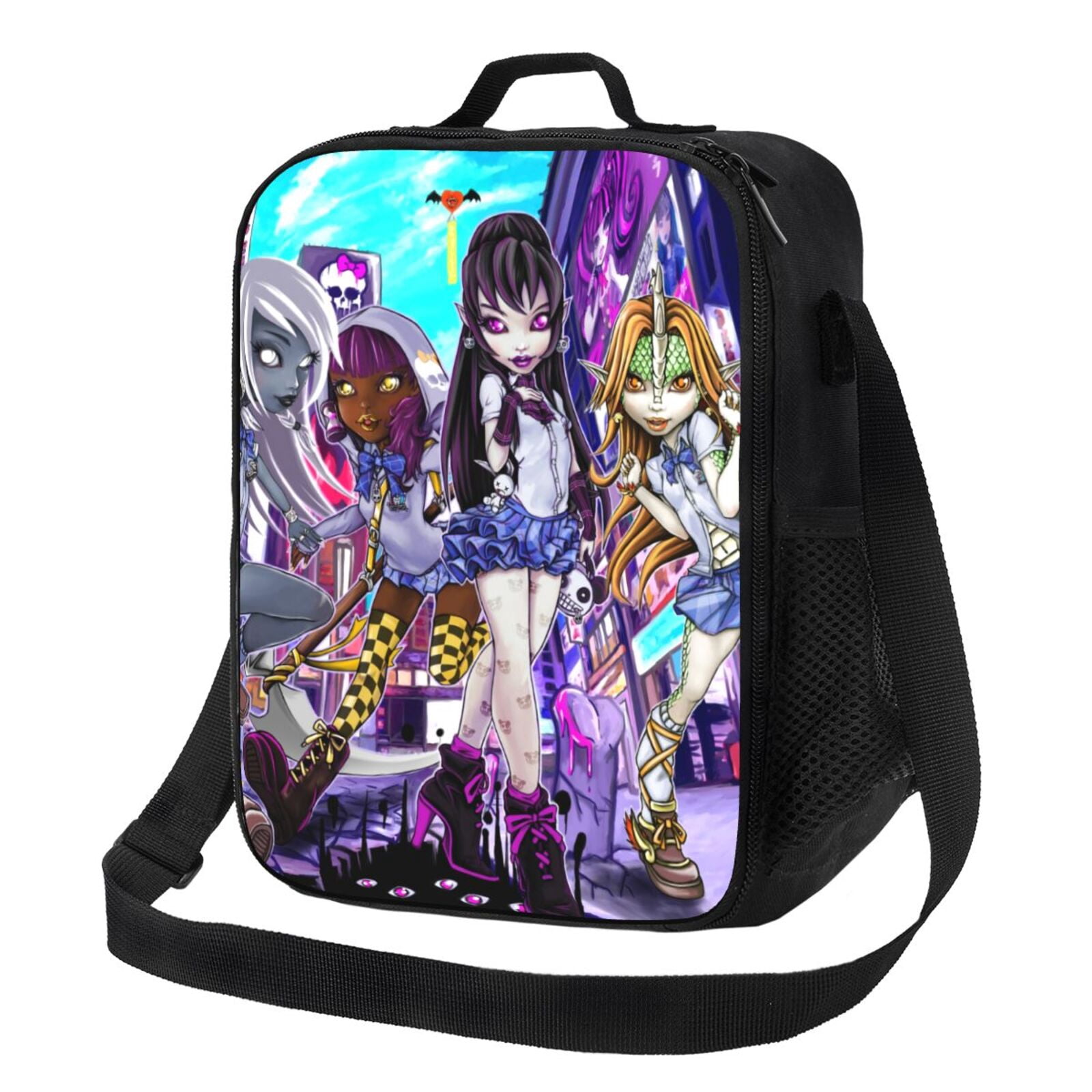 Monster High Lunch Bag Cartoon Insulated Lunch Box with Shoulder Strap ...