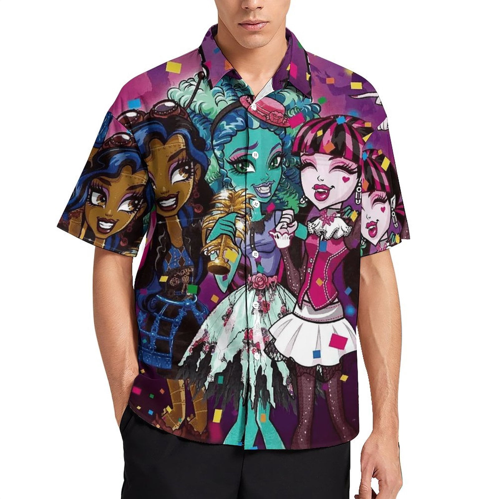 Monster High Men's Hawaiian Shirt Short Sleeve Casual Summer Beach ...