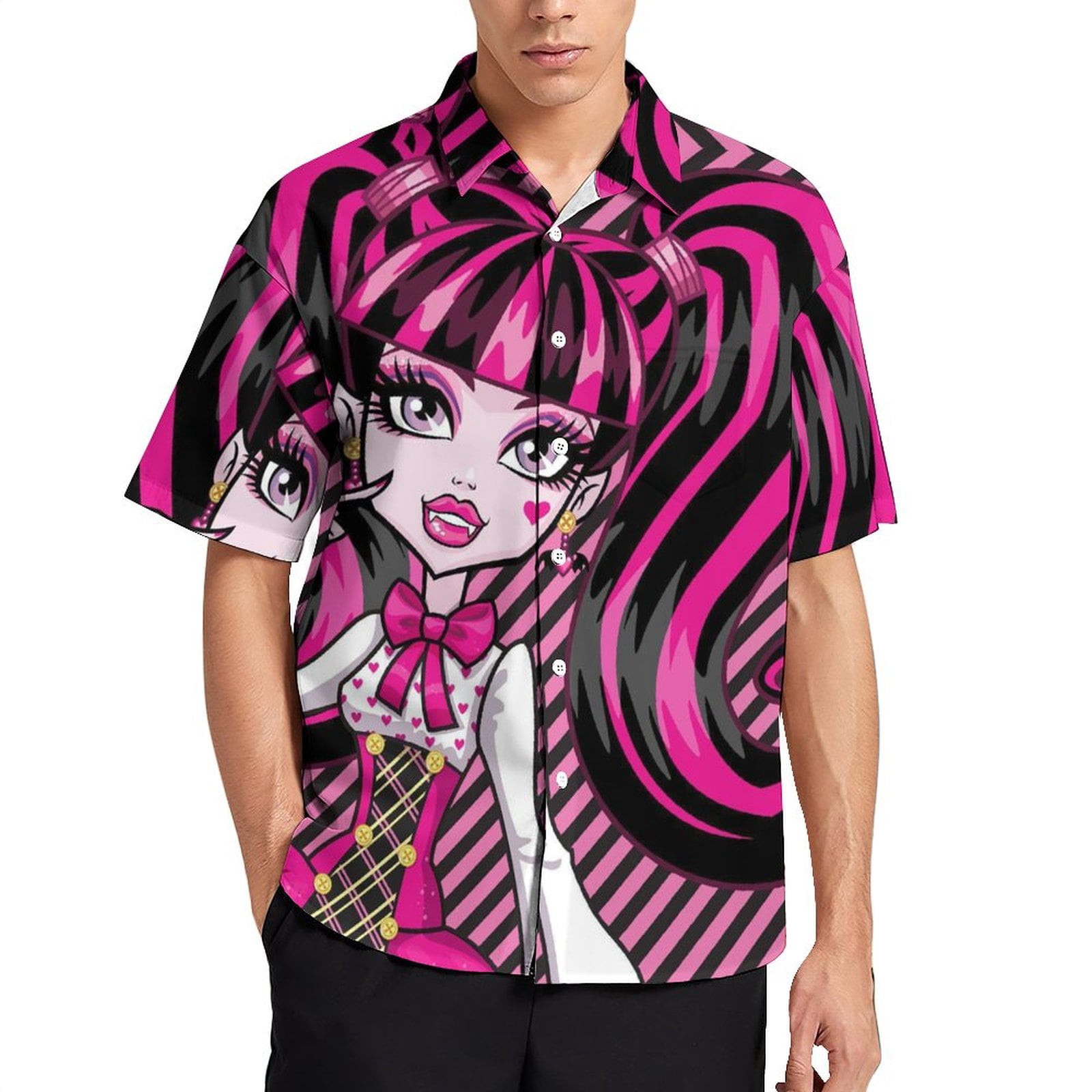Monster High Men's Hawaiian Shirt Short Sleeve Casual Summer Beach ...