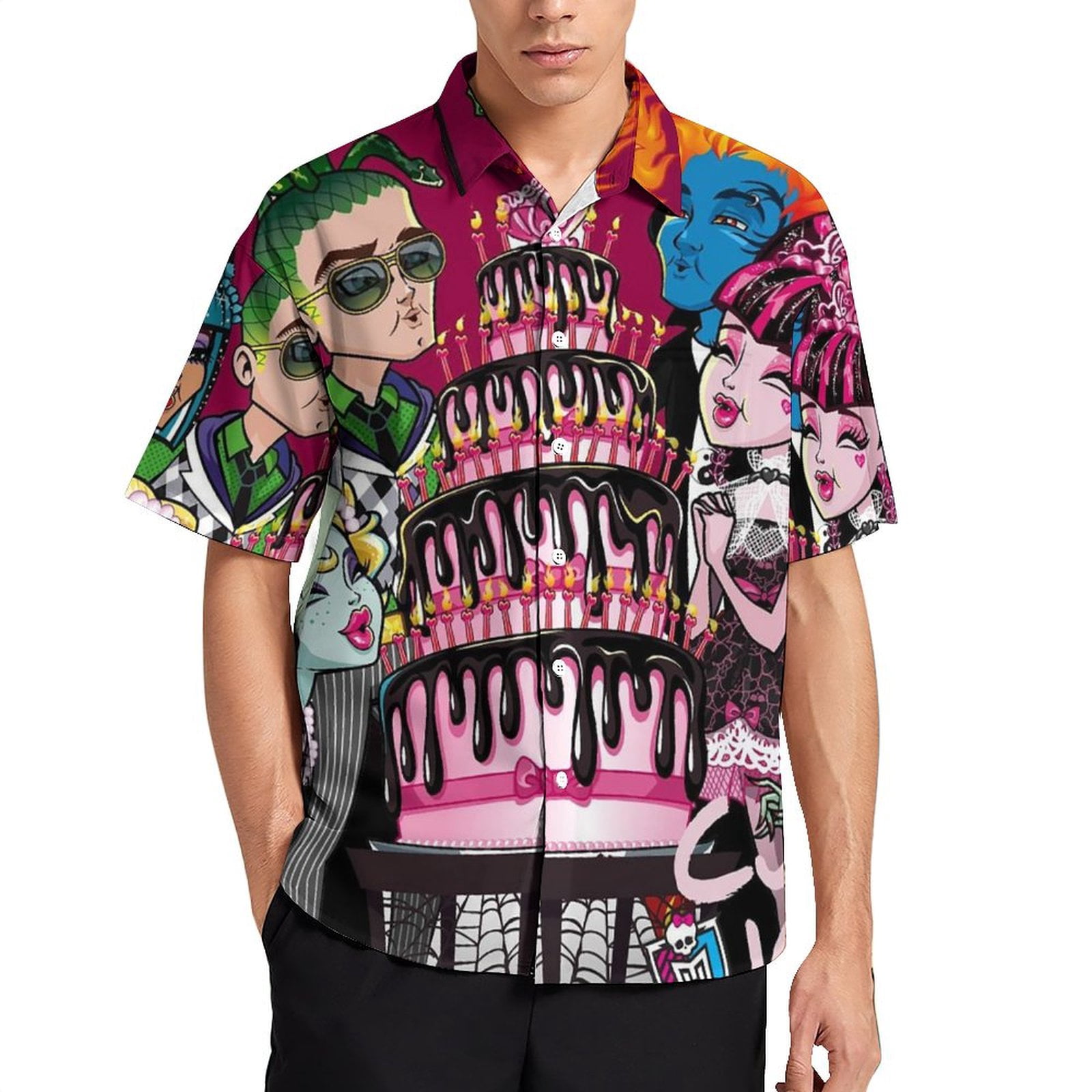 Monster High Men's Hawaiian Shirt Short Sleeve Casual Summer Beach ...