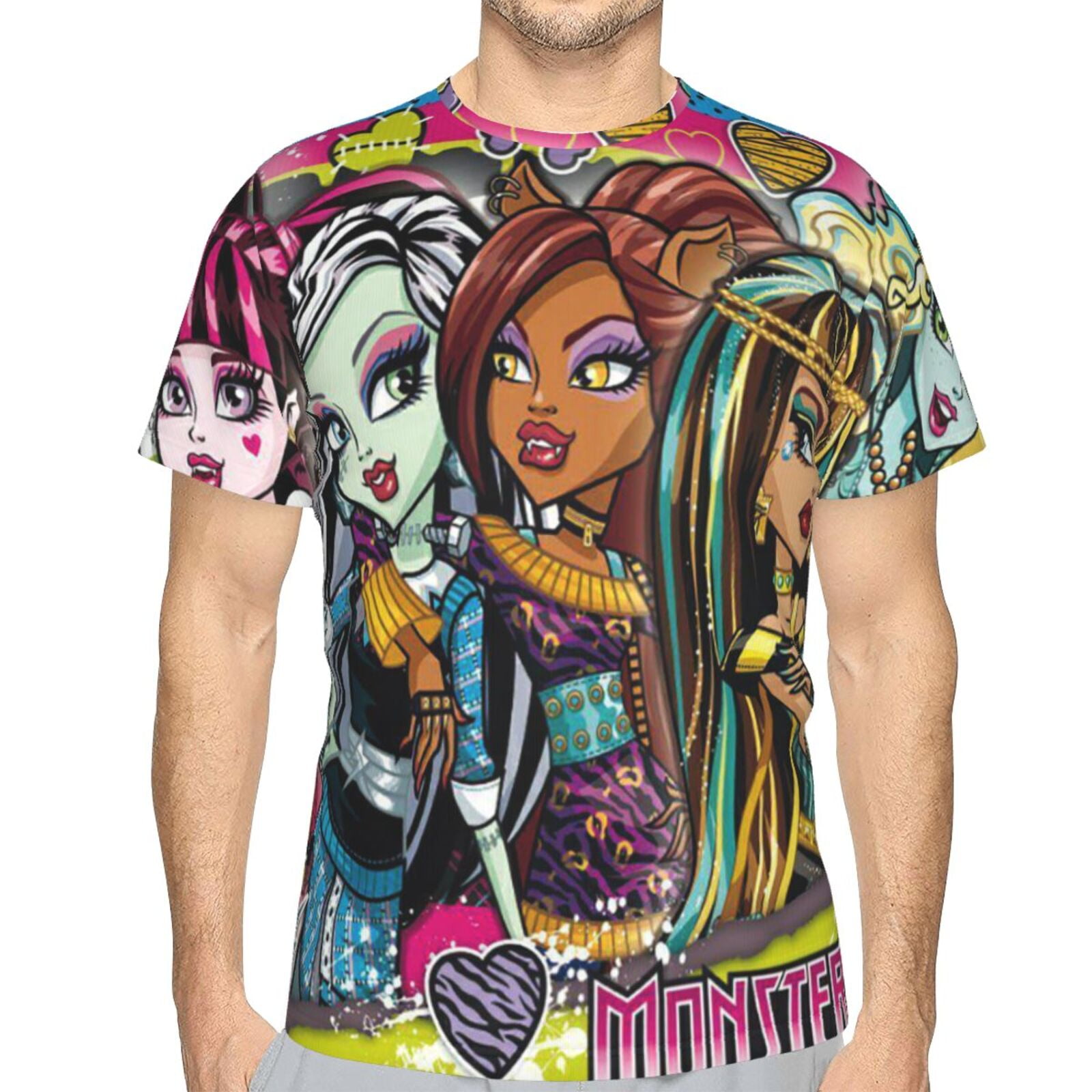 Monster High Mens 3d Graphic Print Shirts Casual Short Sleeve Tee ...